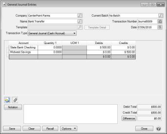 CenterPoint Accounting - Transfer Funds between Bank Accounts