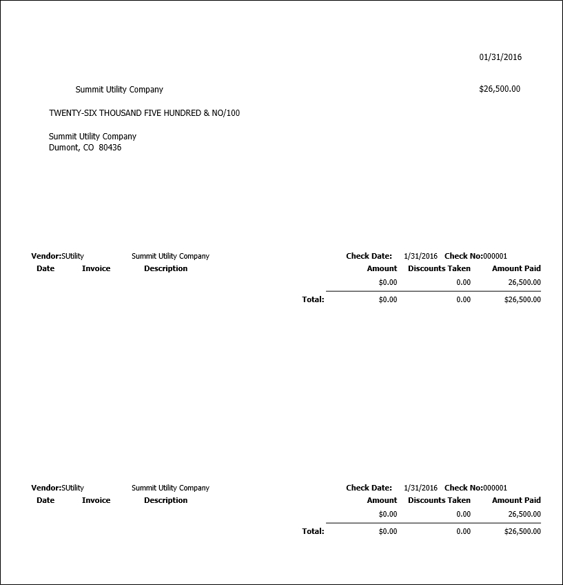 CenterPoint Accounting Printing Checks Preference Check Type And Stub Type Examples For 