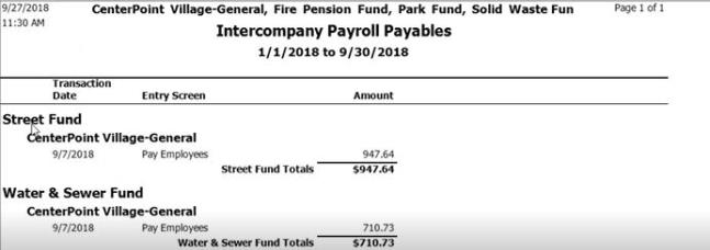 CenterPoint Accounting - Interfund/Intercompany Payroll Distribution