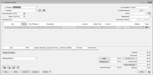 CenterPoint® Accounting - Customer Invoices - Quick Entry