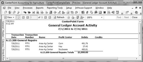 CenterPoint Accounting for Agriculture - Smart Summarization in Reports