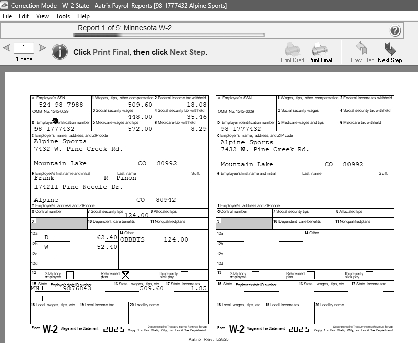 CenterPoint® Accounting for Agriculture - Correcting Completed W-2s