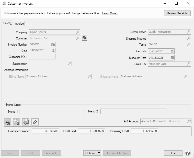 CenterPoint® Accounting for Agriculture - Edit an Accounts Receivable ...