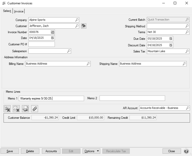 CenterPoint® Accounting for Agriculture - Edit an Accounts Receivable ...