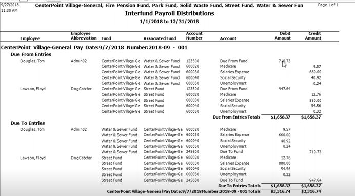 CenterPoint Fund Accounting - Interfund/Intercompany Payroll Distribution