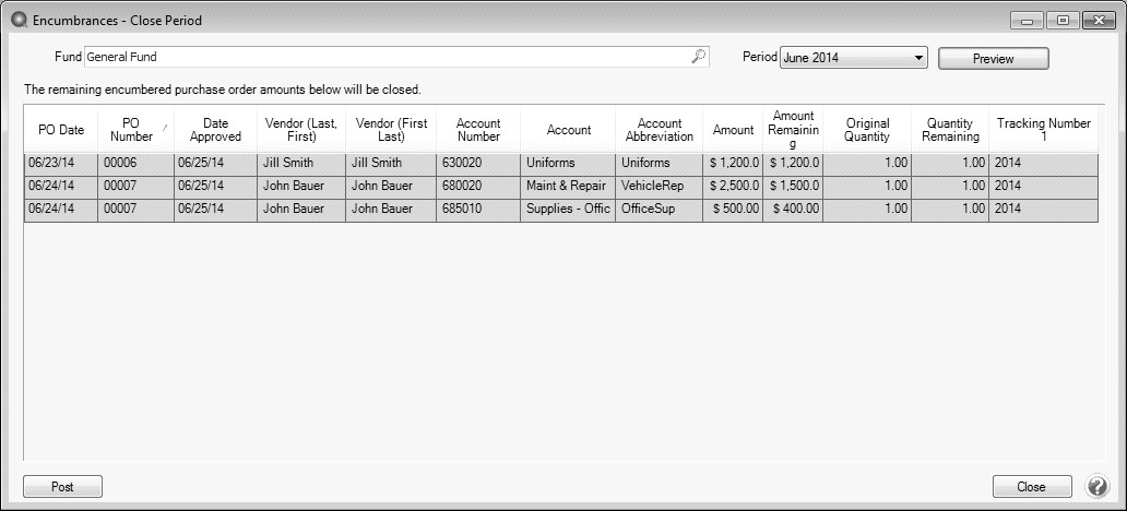 CenterPoint® Fund Accounting - Encumbrances