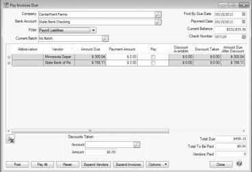 CenterPoint Payroll - Pay Invoices and/or Pay Liability Invoices Due