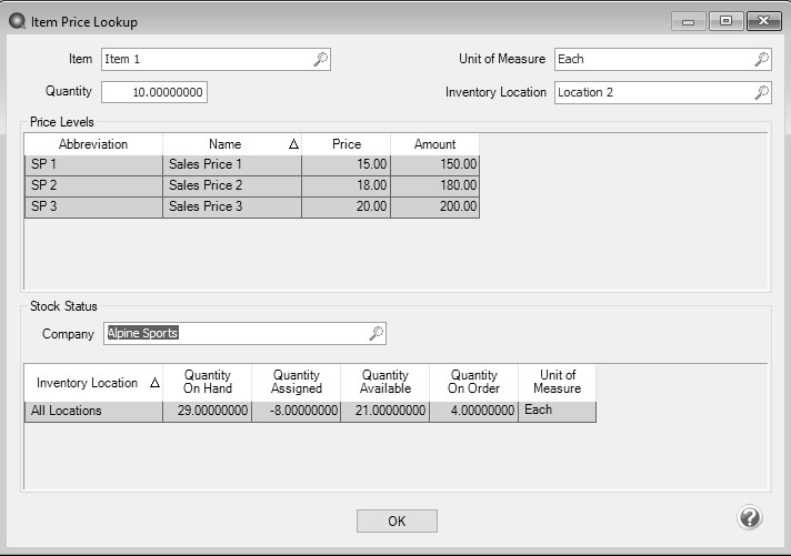 CenterPoint® Accounting - Item Price Lookup