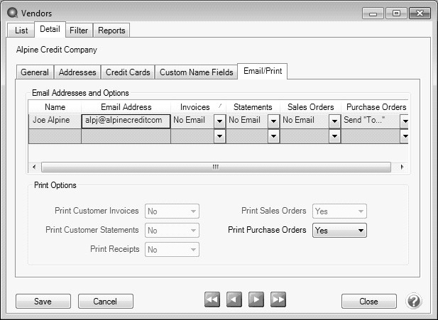 CenterPoint® Accounting - Print or Email Purchase Orders