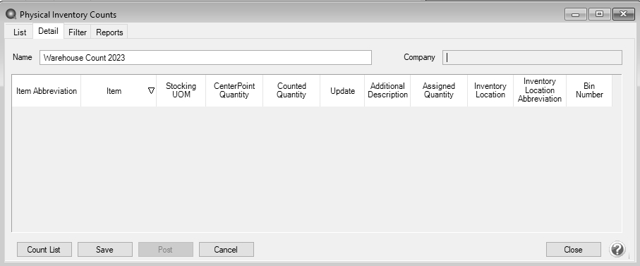 CenterPoint® Accounting - Conducting a Physical Inventory