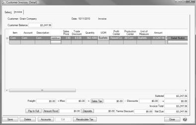 CenterPoint® Accounting for Agriculture - Enter an Unpaid Sales Invoice ...