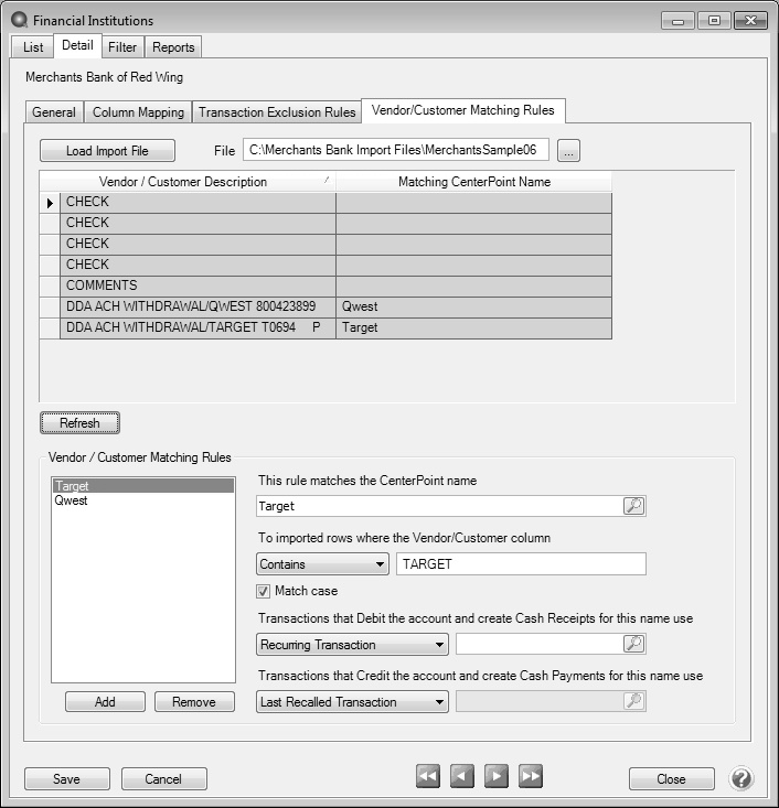 CenterPoint® Accounting for Agriculture - Import Bank Account or Credit ...