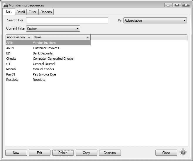 CenterPoint® Depreciation - Numbering Sequences