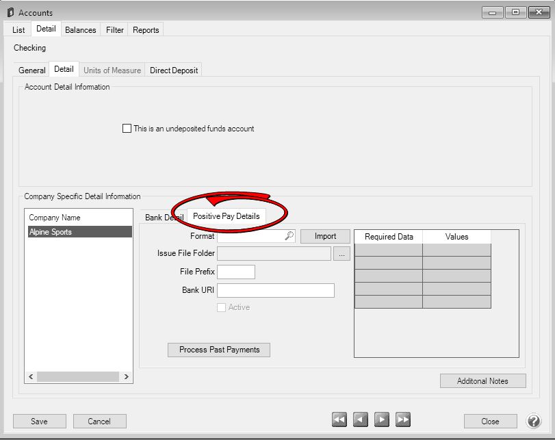 CenterPoint® Accounting - Positive Pay Processing