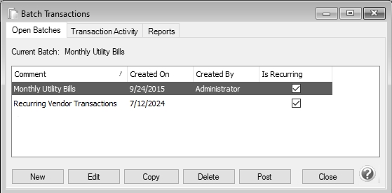 CenterPoint® Accounting - Using Recurring Transactions
