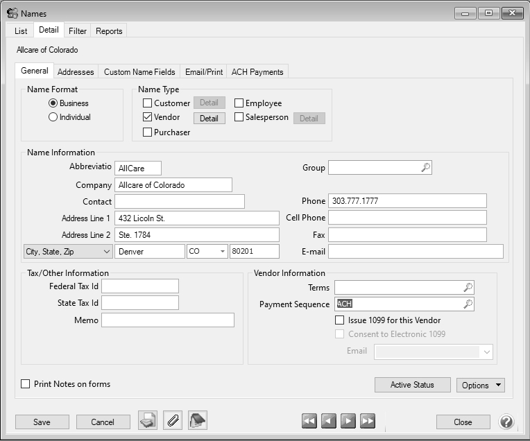 CenterPoint® Accounting - Understanding and Using Names (Vendors ...