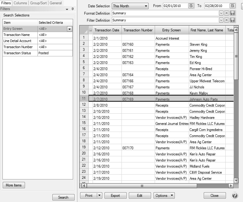 CenterPoint® Accounting - Edit a Transaction