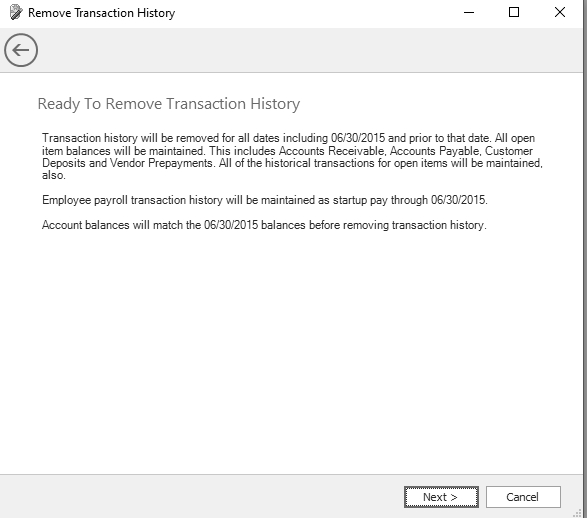 CenterPoint® Accounting for Agriculture - Remove Transaction History