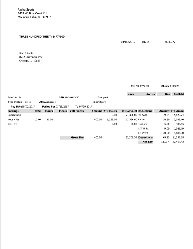 CenterPoint Payroll - Printing Payroll Checks Preference - Check Type ...